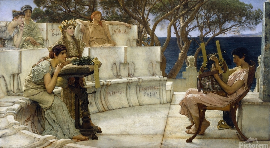 Sappho and Alcaeus [1881] by Lawrence Alma Tadema [1836–1912] par MyCozyFineArt